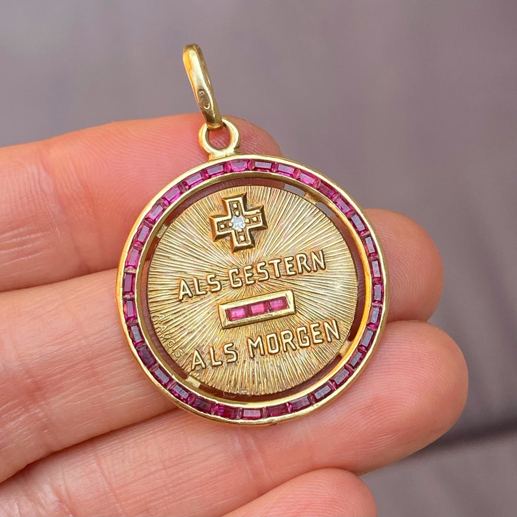 Rare Vintage Large German Ruby Halo Augis Medal of Love - 18k - Toronto ...