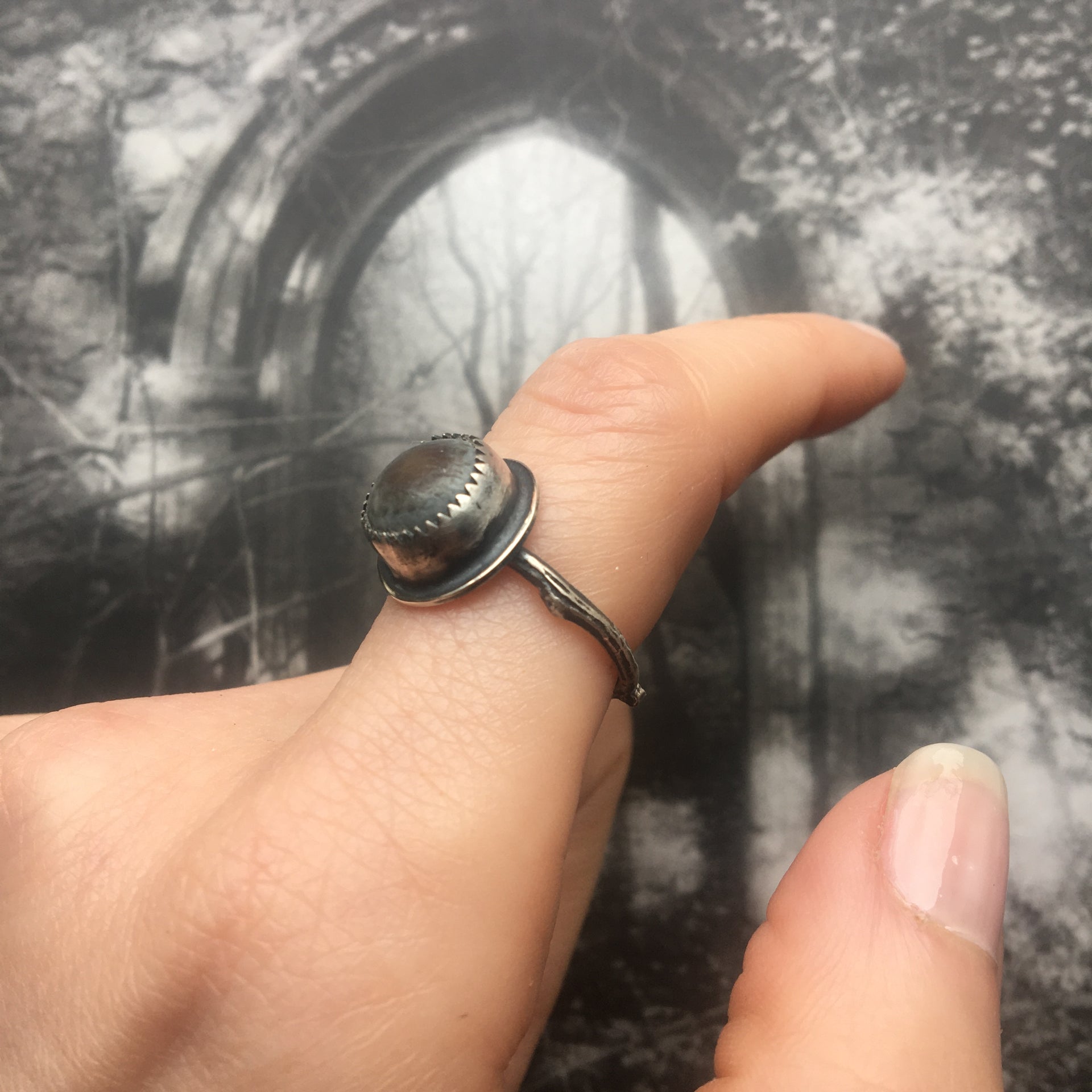 Toadstone Stacking Ring - Black Umbrella Jewelry - Handmade Artisan ...
